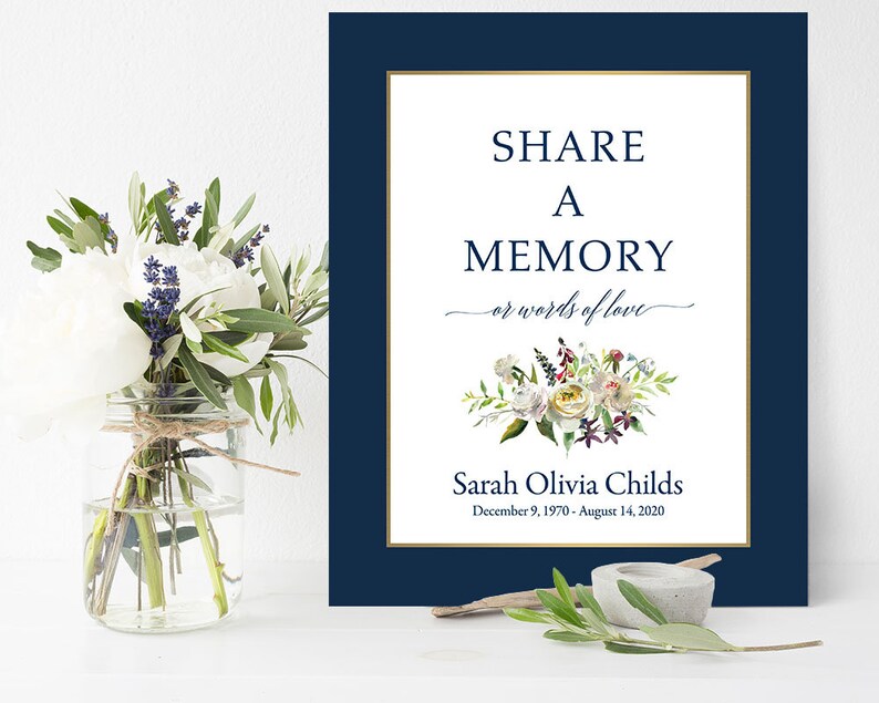 Please Share A Memory, Forever in Our Hearts Funeral Poster, Funeral ...