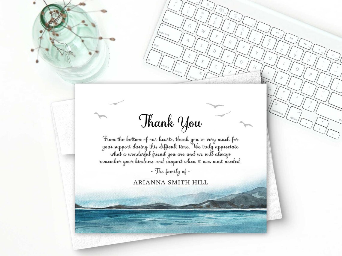 Funeral Thank You Card Memorial Service Printable Template | Etsy