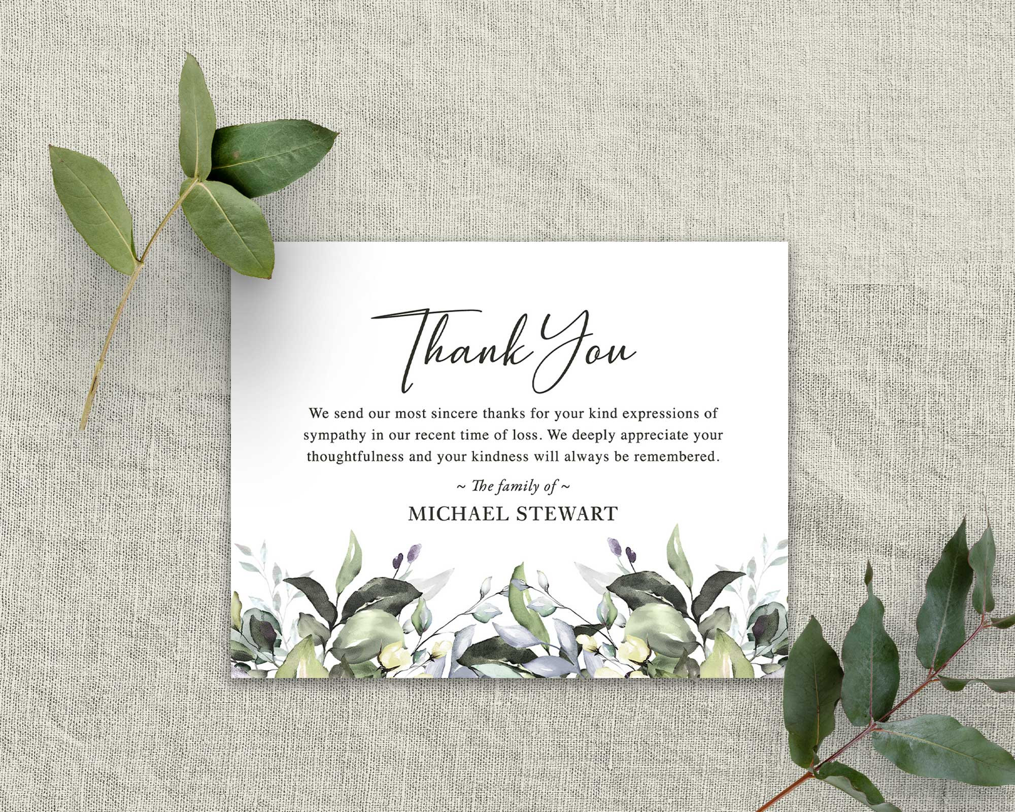 Funeral Thank You Cards Printable Funeral Thank You Notes - Etsy