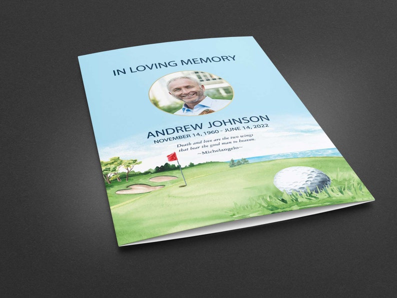 Golf Funeral Program Template, Obituary Order of Service Template ...
