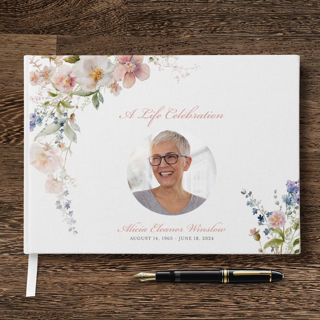Funeral Guest Book, A Life Remembered Memorial Service Hardbound Book ...