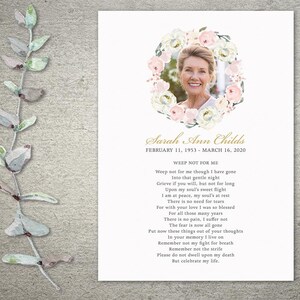 Funeral Poem Card Tribute Card Memorial Funeral Gift Template Photo ...