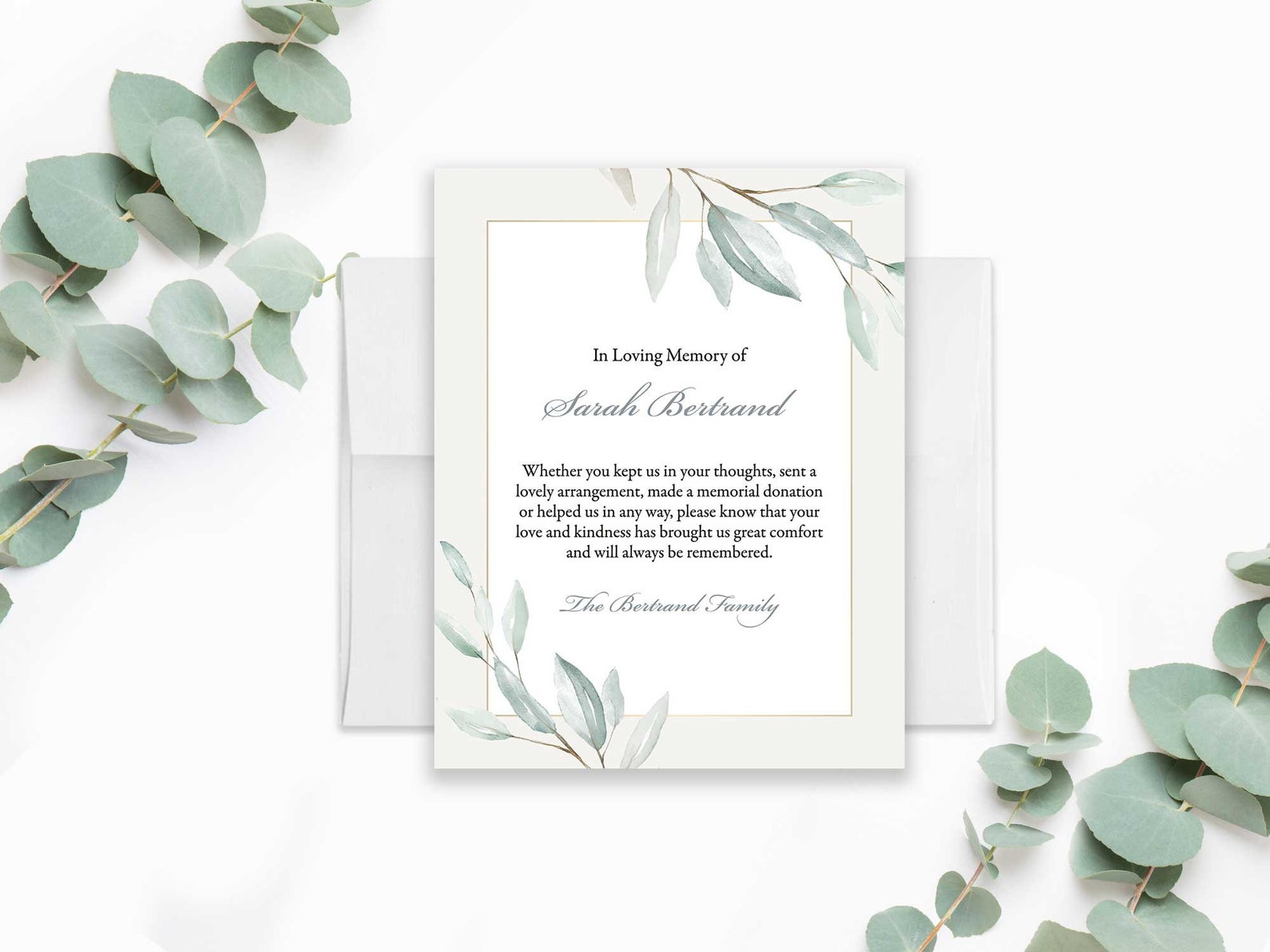 Funeral Acknowledgement Card Template Sympathy Thank You Note | Etsy