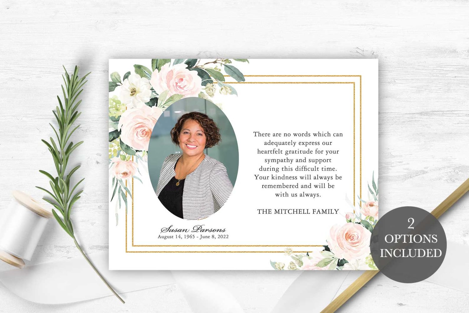 Sympathy Acknowledgement Cards, Funeral Thank You Photo Bereavement ...