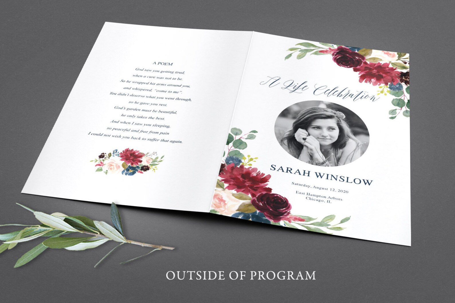 Printable Funeral Program Template Floral Funeral Memorial | Etsy
