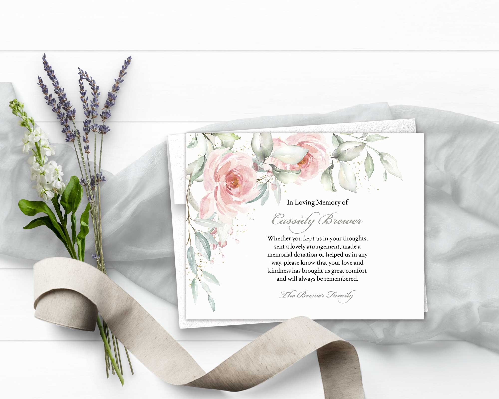 Sympathy Acknowledgement Cards Funeral Thank You and - Etsy