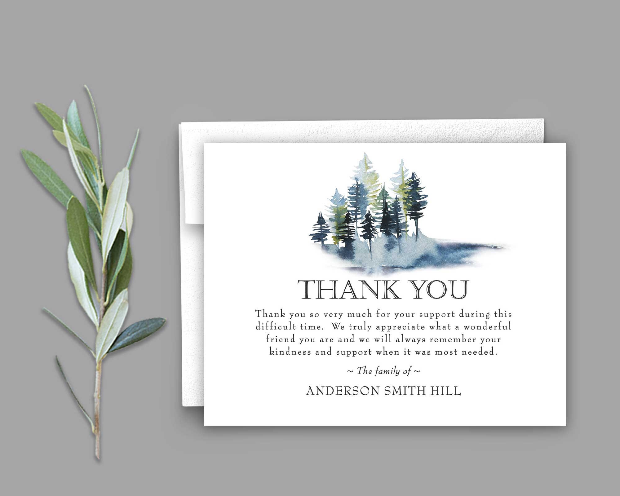 Sympathy Acknowledgement Cards, Funeral Thank You and Bereavement Notes ...