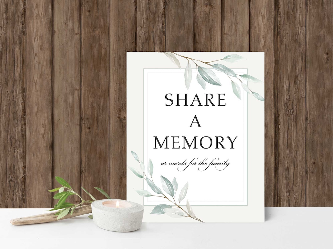 Share a Memory Sign for a Funeral Decor, Remembrance Share a Memory 8 X ...