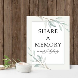 Share a Memory Sign for a Funeral Decor, Remembrance Share a Memory 8 X ...