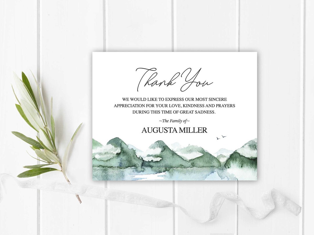 Funeral Acknowledgement Card Template Sympathy Thank You Note Funeral ...