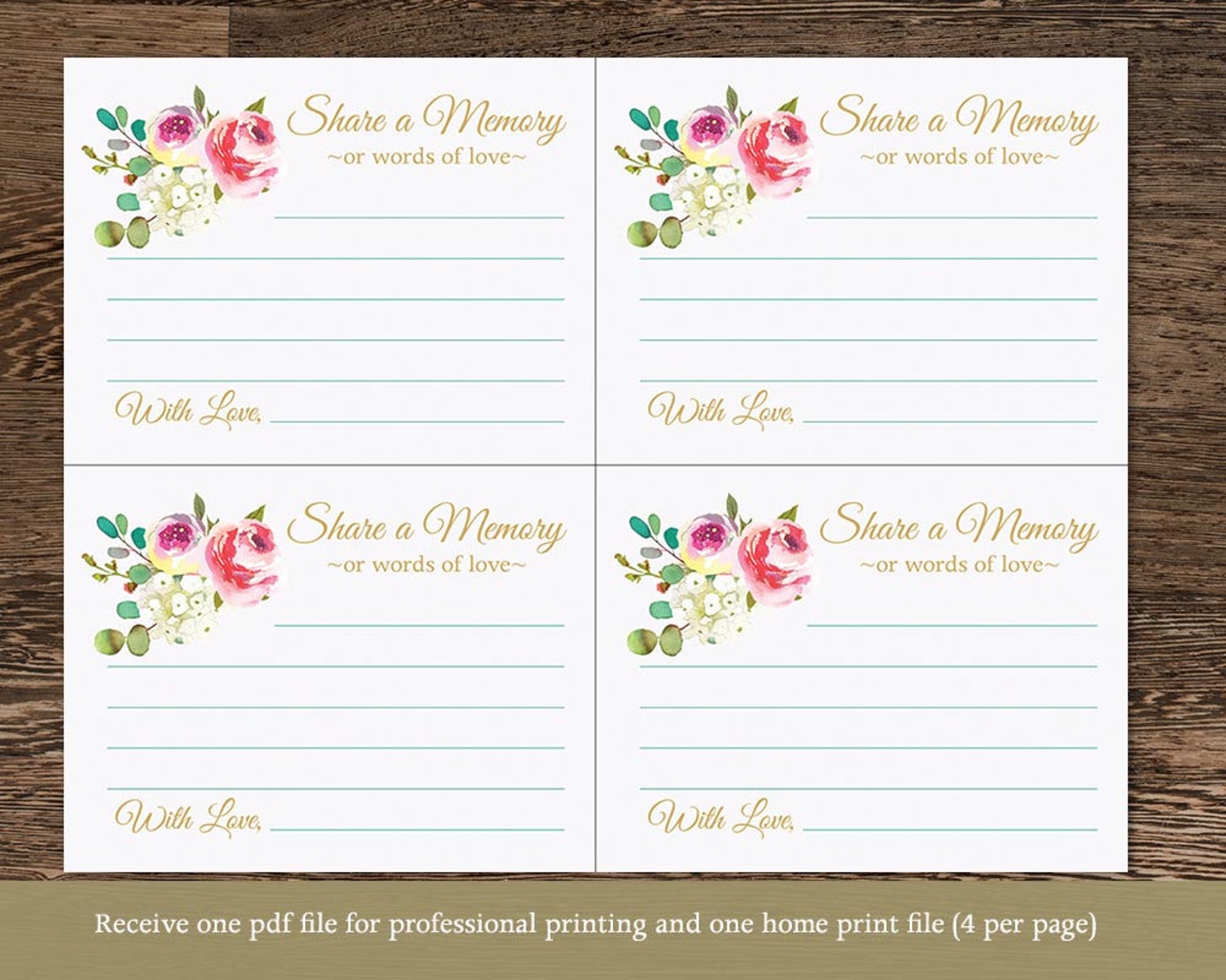 Share a Memory Share a Memory Card Favorite Memory Funeral | Etsy
