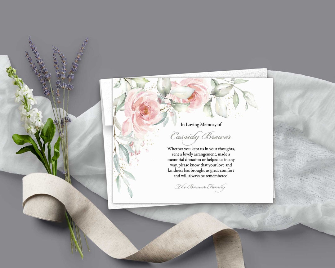 Sympathy Acknowledgement Cards, Funeral Thank You and Bereavement Notes ...