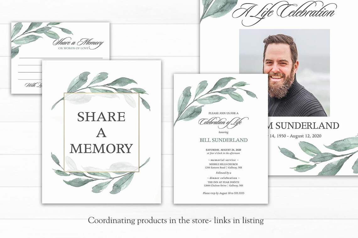 Share a Memory Card Printable, Share a Memory or Words of Love Card ...