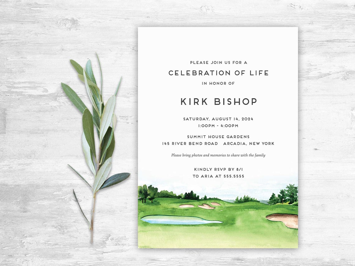 Celebration of Life Invitation Template Golf Funeral | Etsy
