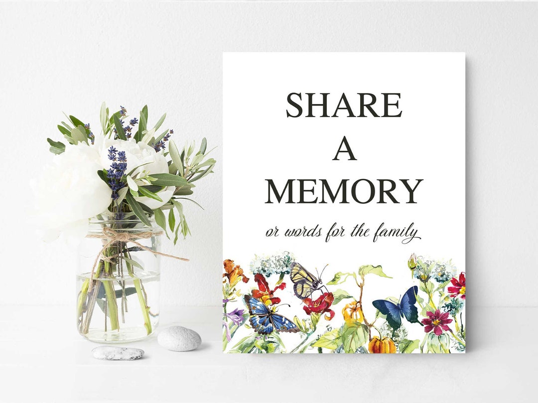 Share a Memory Sign Funeral Decor, Printable Memorial Sign Template ...