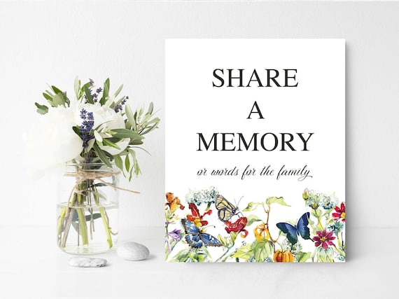 Share a Memory Sign Funeral Decor Printable Memorial Sign | Etsy