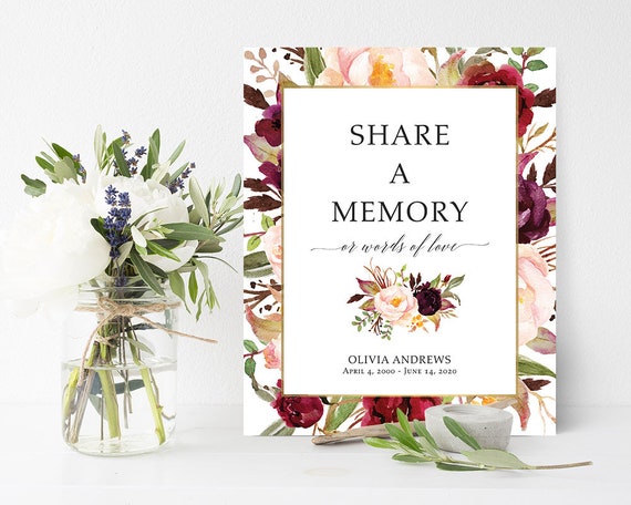Share a Memory Sign Funeral Celebration of Life Share a Memory - Etsy