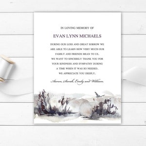 Sympathy Acknowledgement Cards, Funeral Thank You and Bereavement Notes ...