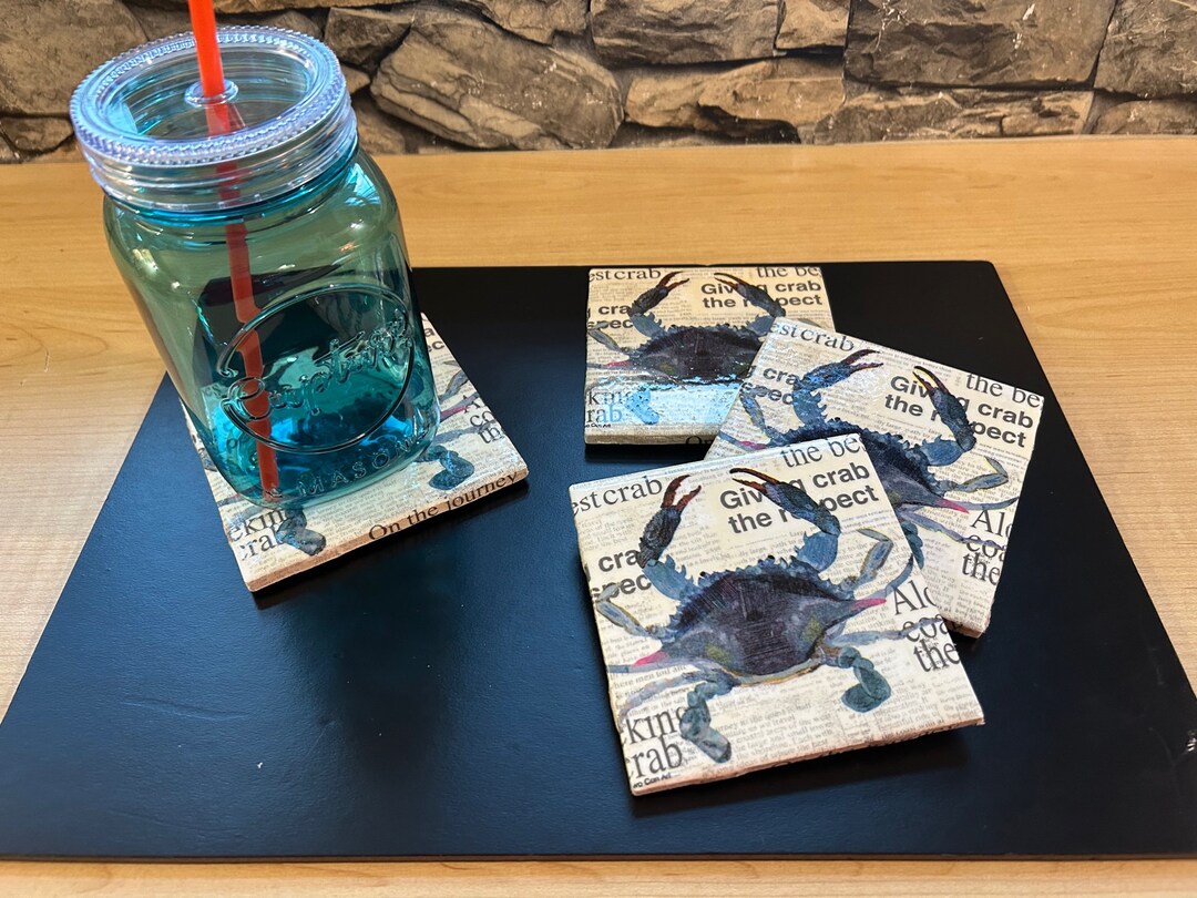 Blue Crab Coaster Set of 4 - Etsy