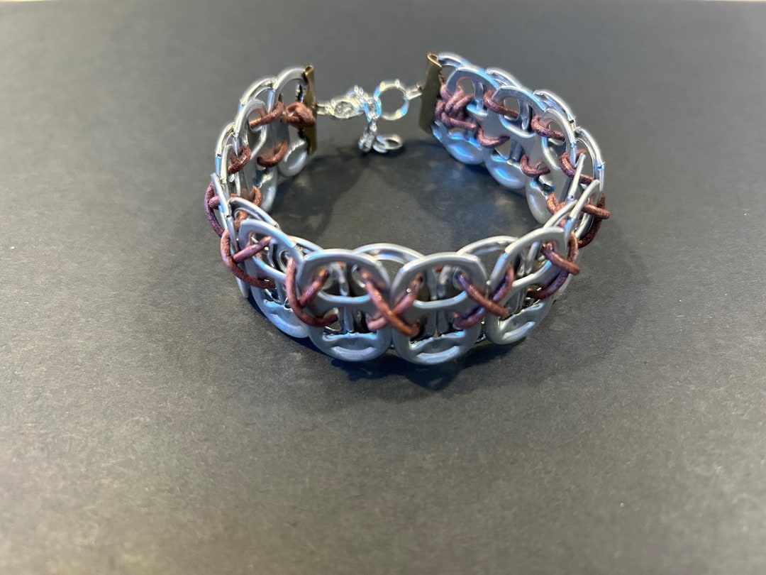Pull Tab / Pop Top Bracelet With Leather Roping - Etsy