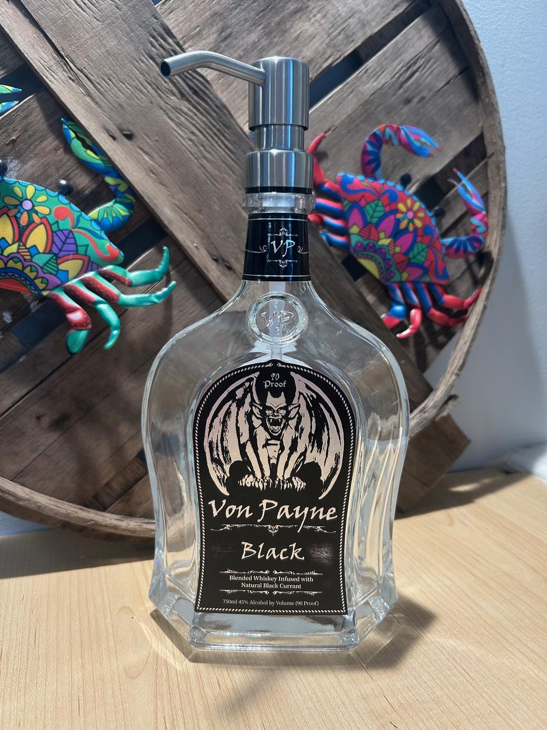 Von Payne Black Whiskey Bottle - Soap/condiment Dispenser - Etsy