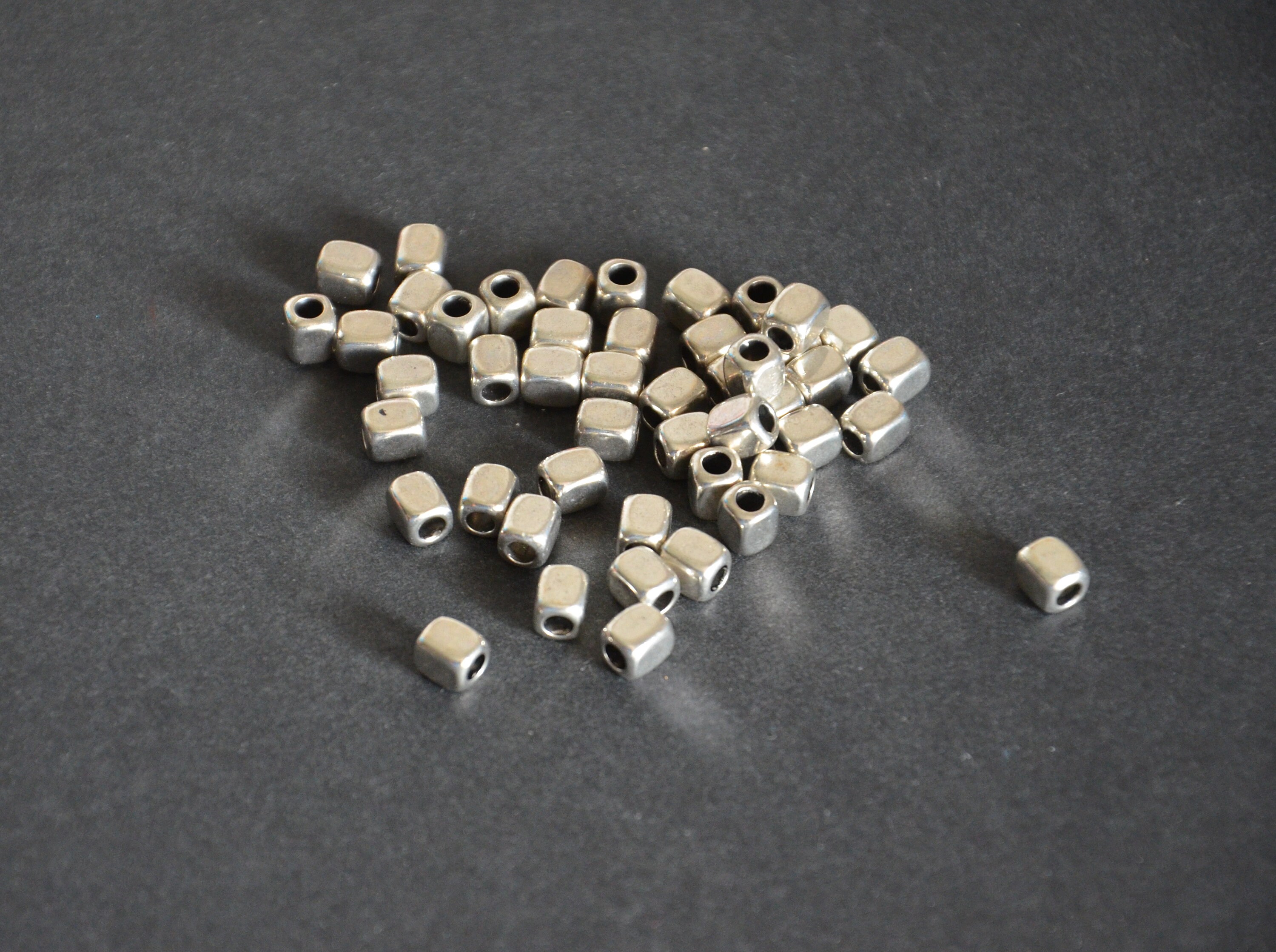 A set of 48 pieces 5.06.0mm cuboid shape beads-3mm hole alloy | Etsy