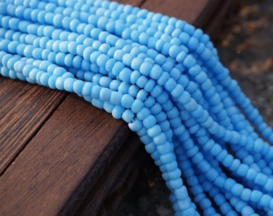 One String Pale Blue Glass Beads-turquiose Blue Seed Beads-diy Jewelry ...