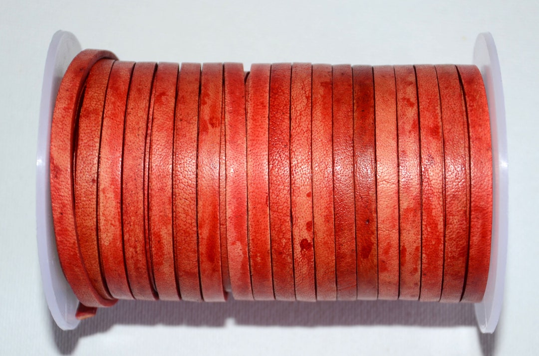 5.0mm*2.0mm Flat Natural Dye Red Leather Cord-high Quality Leather Cord ...