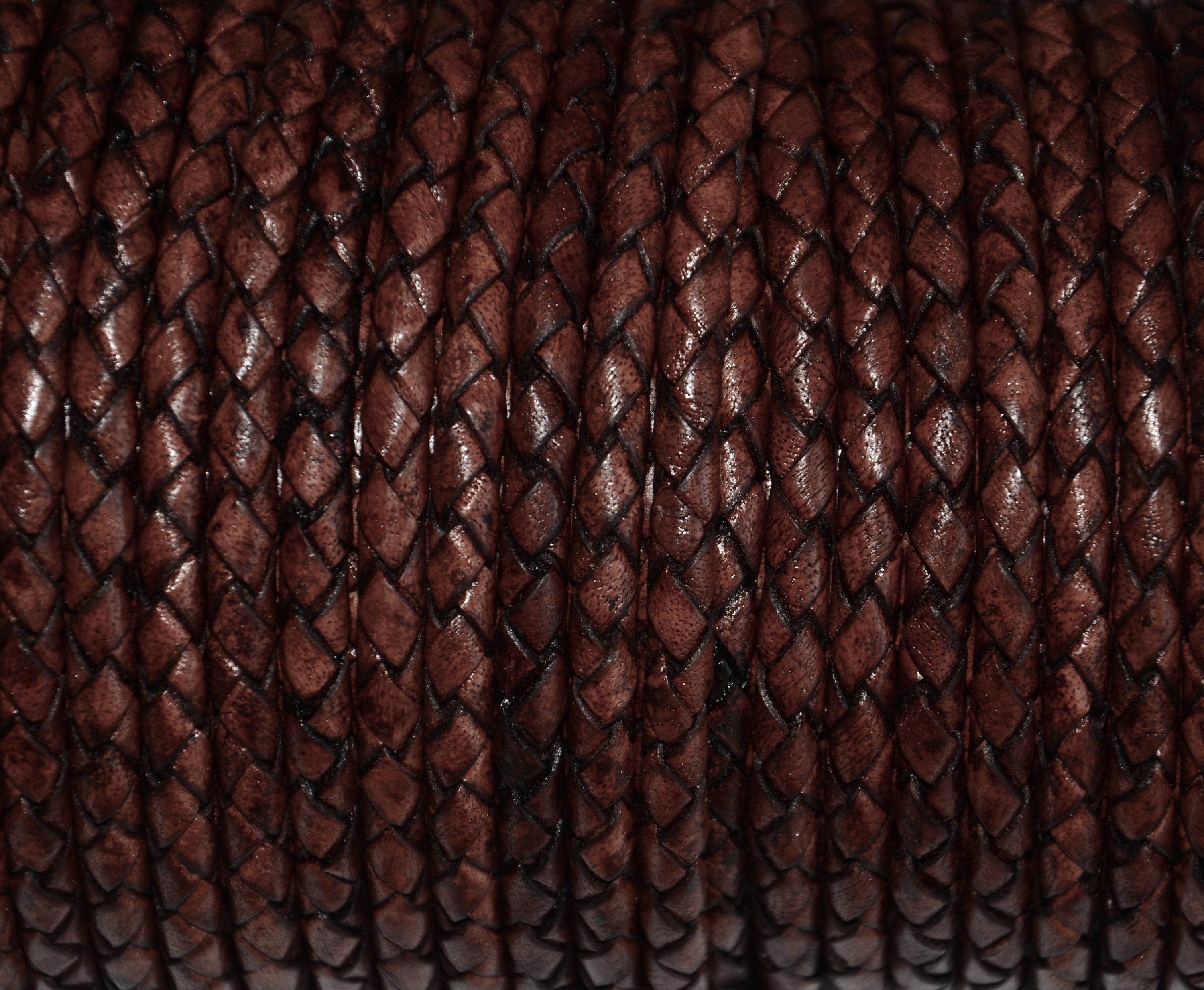 5.0mm Round Braided Dye Brown Leather Cord-vintage Brown High - Etsy