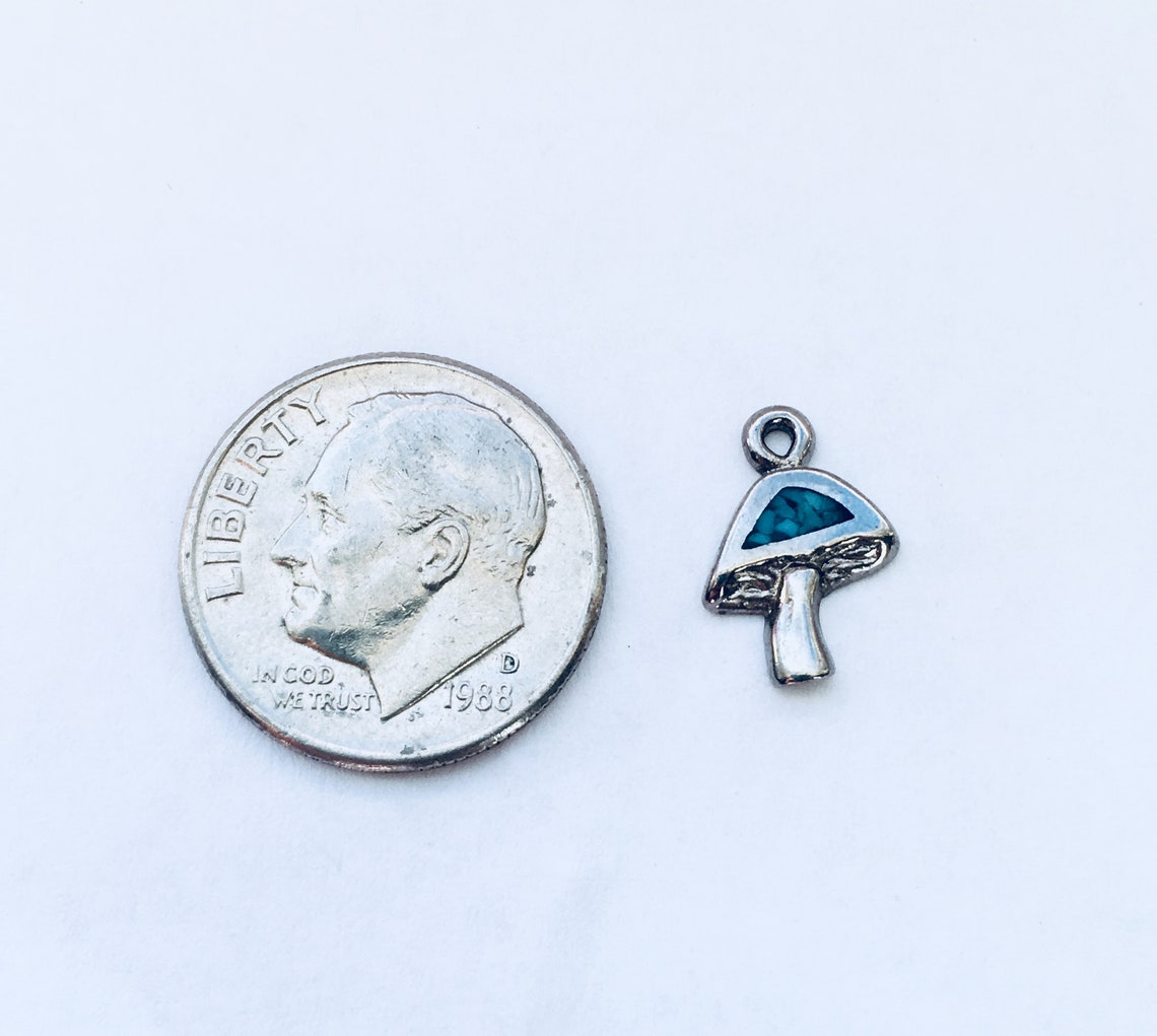 Tiny Turquoise Sterling Silver Mushroom Charm - Gifts - Jewelry ...