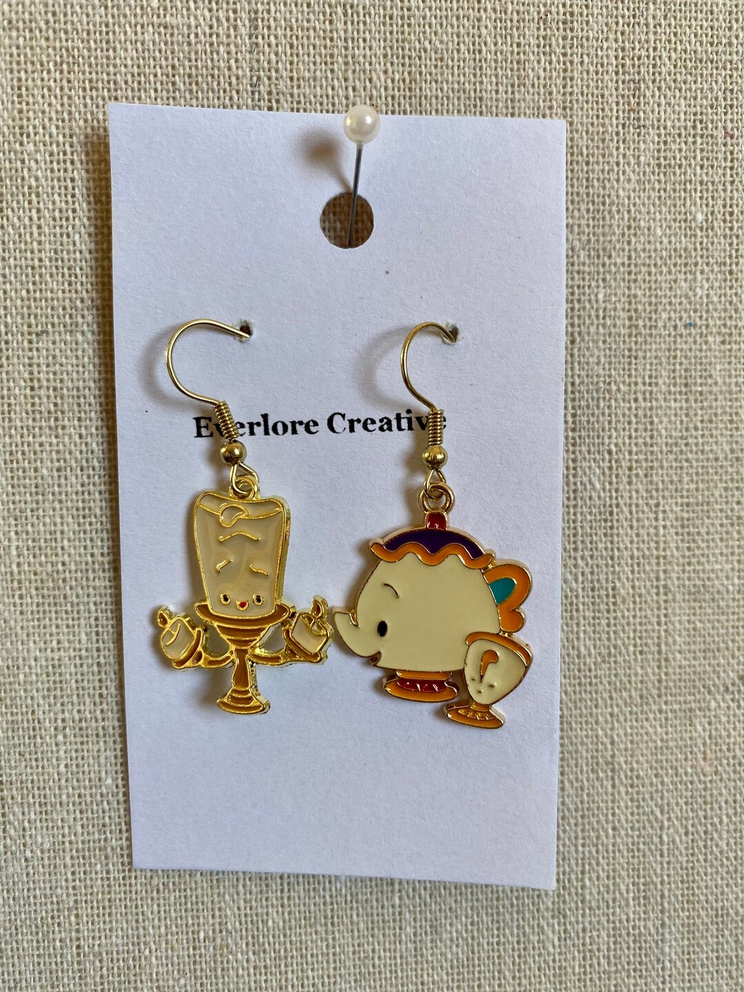 Mismatched Candlestick and Teapot EARRINGS Dangle Beauty Beast Movie ...