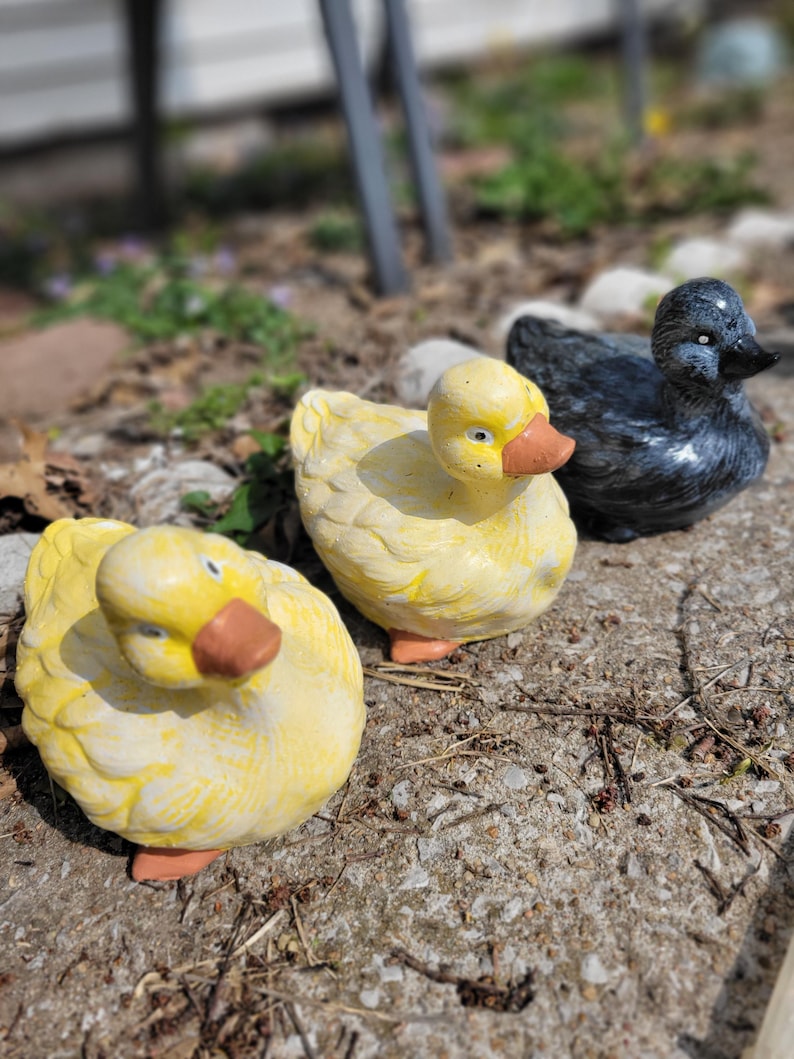 Duck Statue, Handmade Concrete Statue, Painted Yard Porch Decor - Etsy