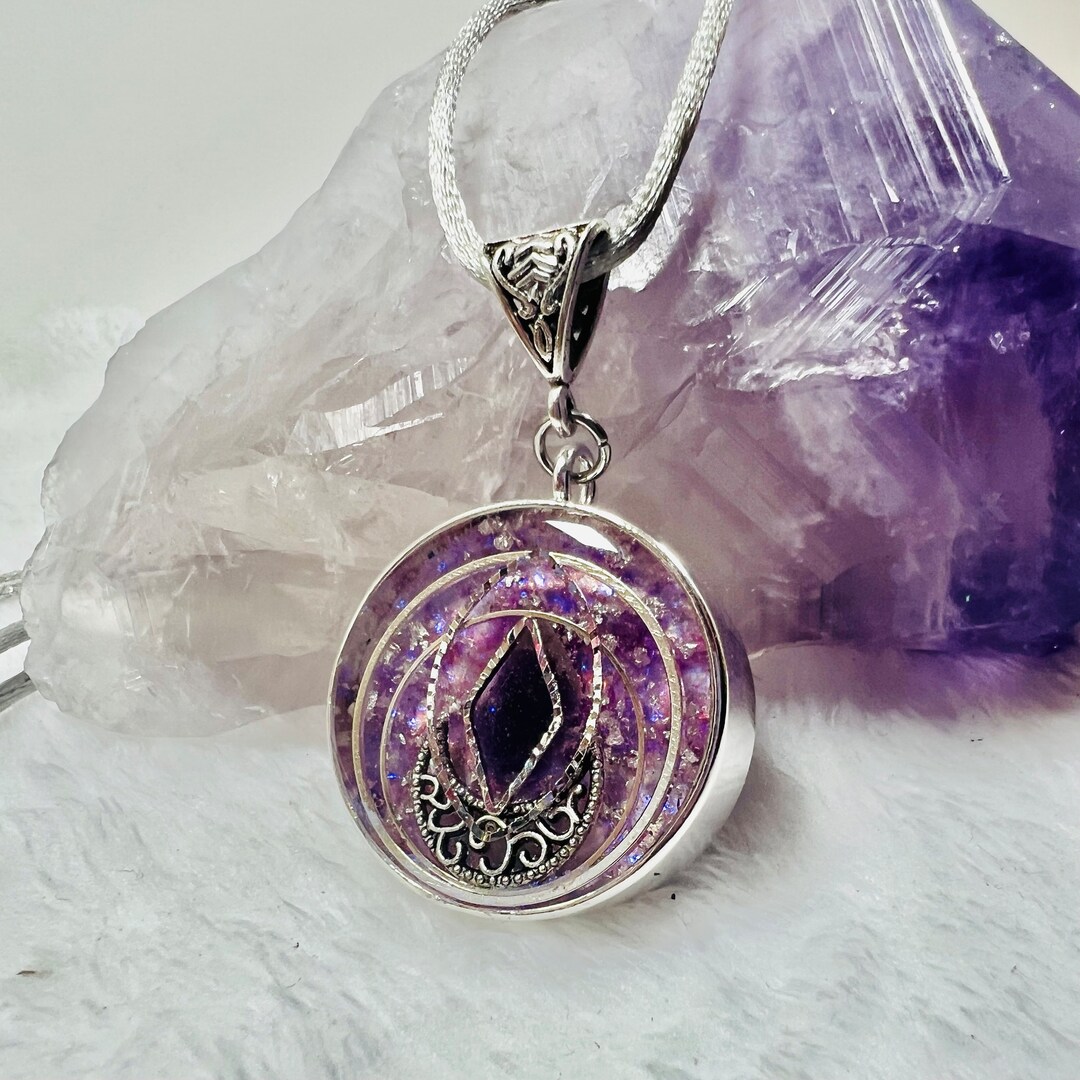 Amethyst Violet Flame Orgonite Pendant Orgone Generator Authentic ...