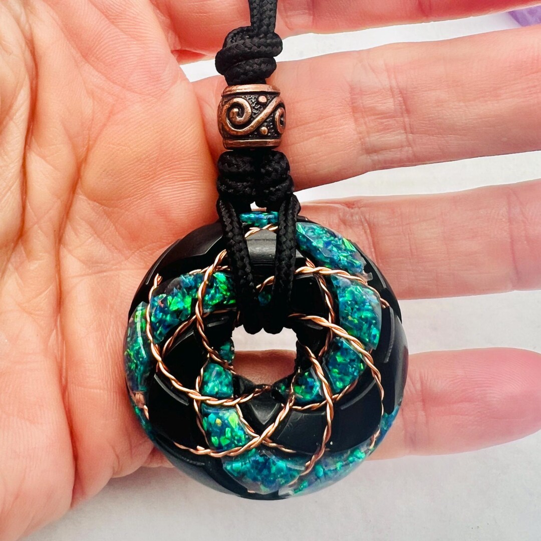 Quantum Opal Light Spirals Rodin Coil Torus Orgonite Pendant | Copper ...