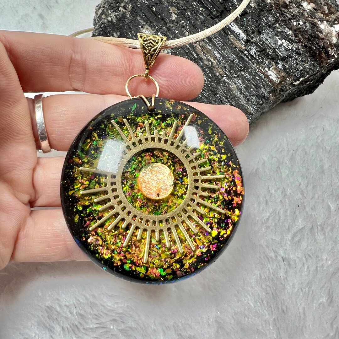 Cosmic Sun Orgonite Pendant | Sunstone Leadership | Light Activation ...