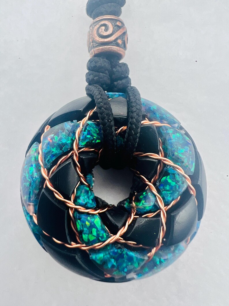Quantum Opal Light Spirals Rodin Coil Torus Orgonite Pendant | Copper ...