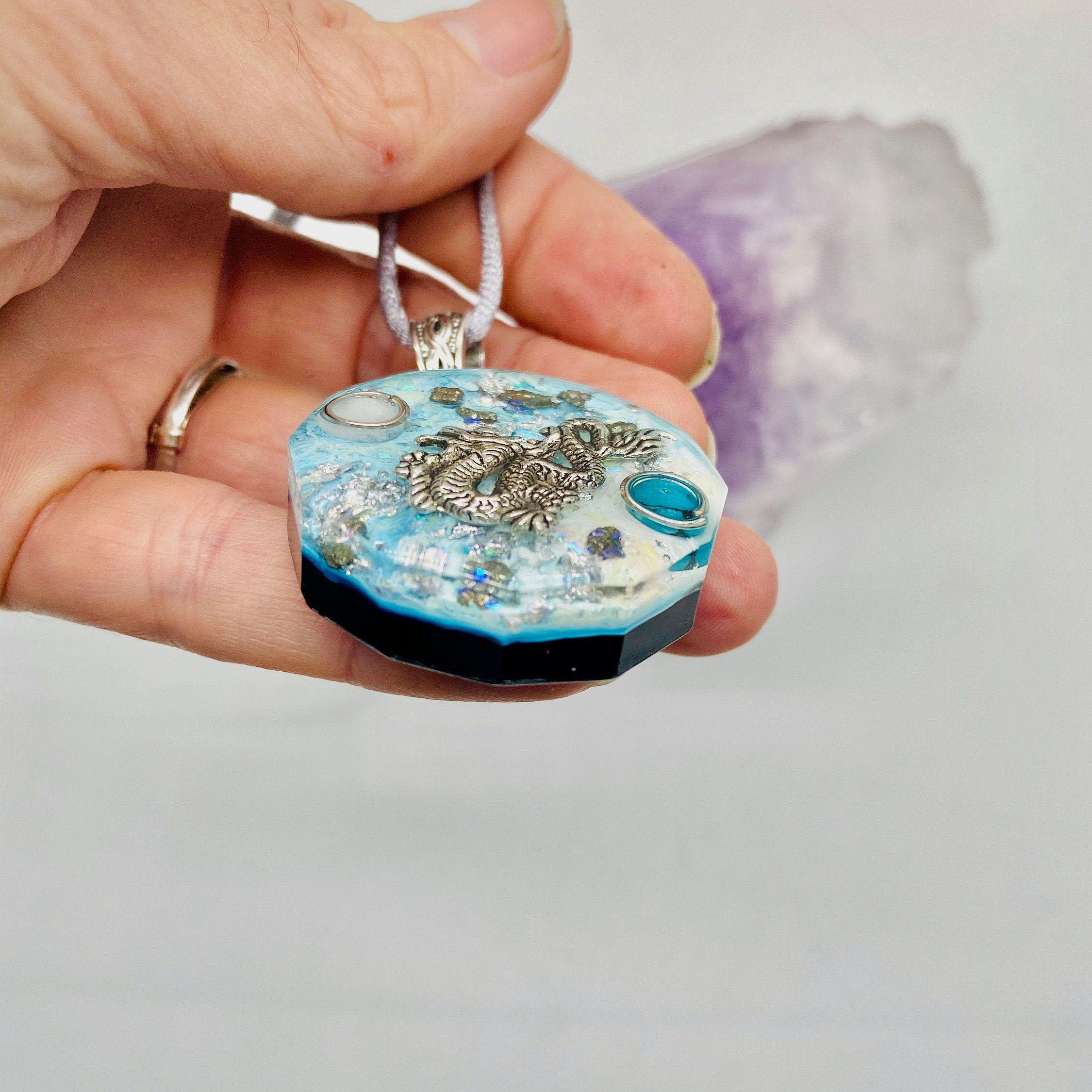 Dragon Yin Yang Orgonite Pendant Orgone Generator Gold - Etsy