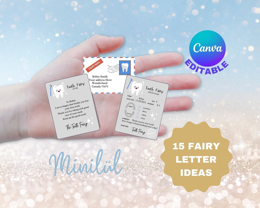 Mini Tooth Fairy Letter BOY and Receipt With Envelope, Printable ...