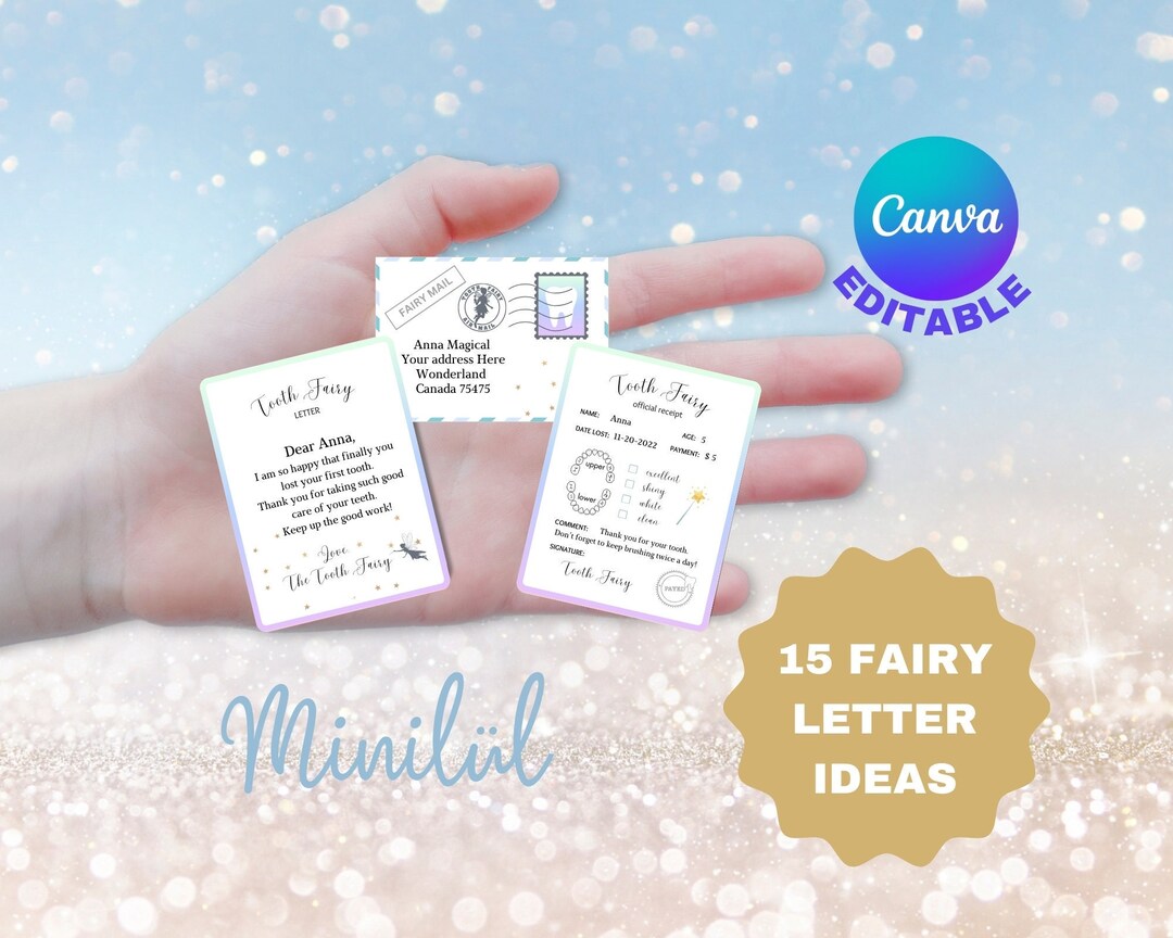 Mini Tooth Fairy Letter BLUE RAINBOW and Receipt With Envelope ...
