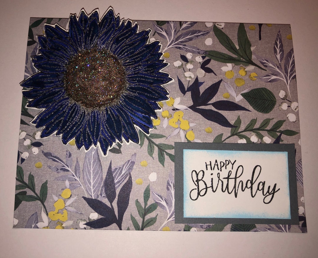 Blue Flower Happy Birthday Card - Etsy
