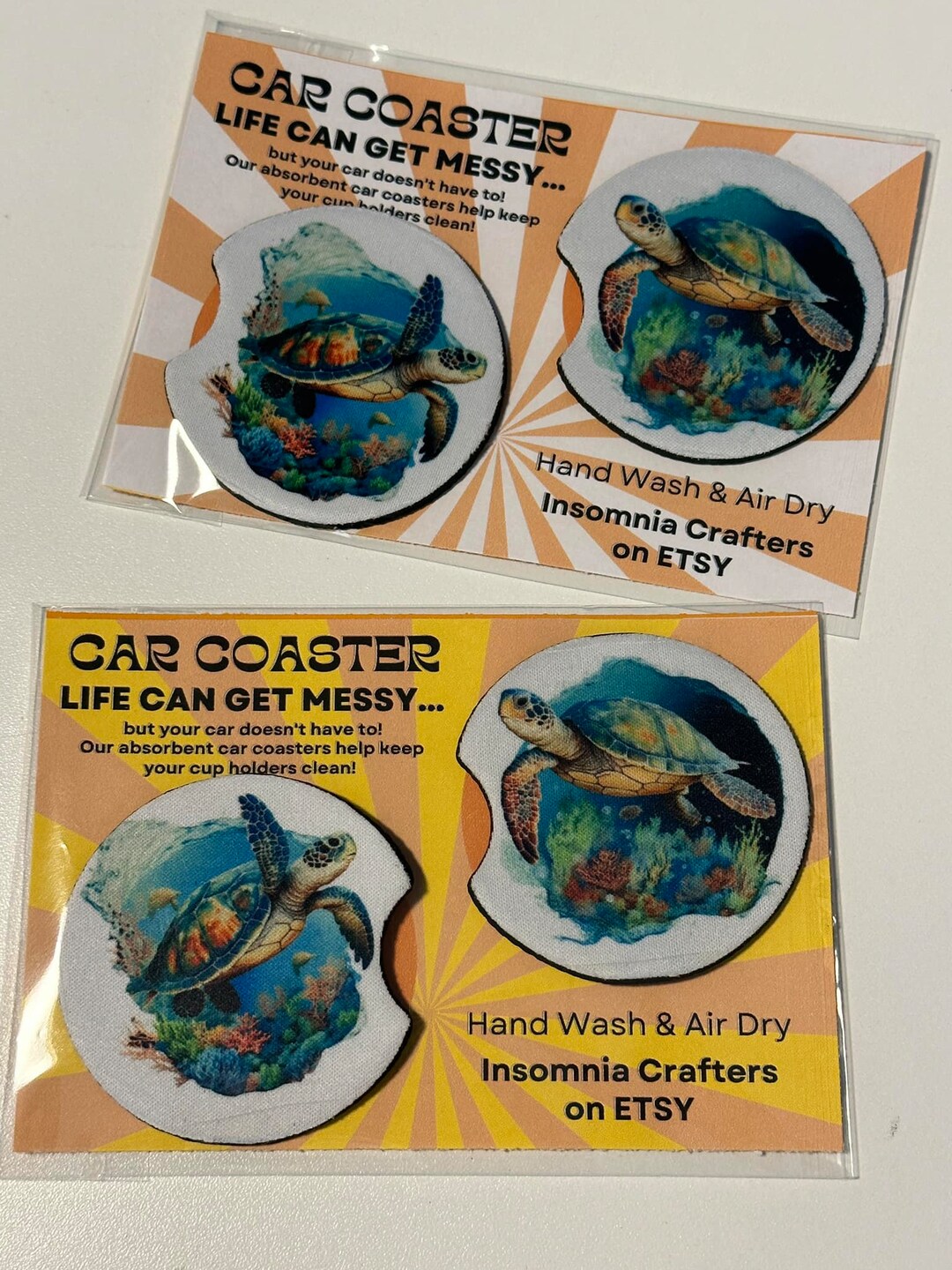 Sea Turtle Car Coaster Neoprene 2.75" - Set of 2 - Etsy