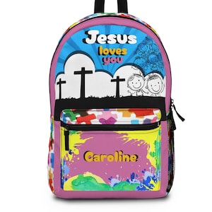 Personalized Girls Jesus Backpack Christian Name Bag Faith Kids ...
