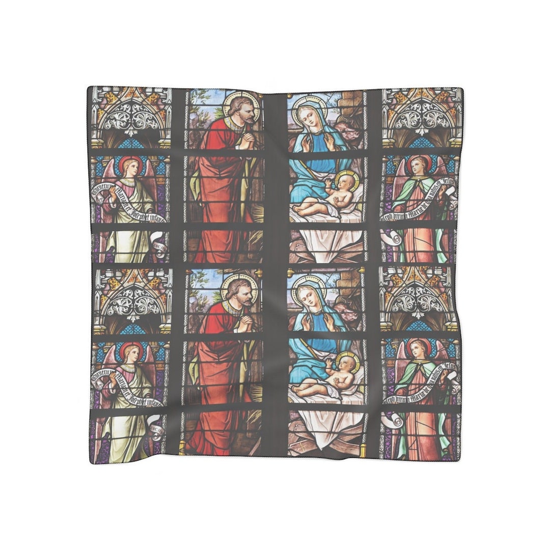 Christian Scarf Stained Glass Print Scarf Christmas Scarf Womens ...
