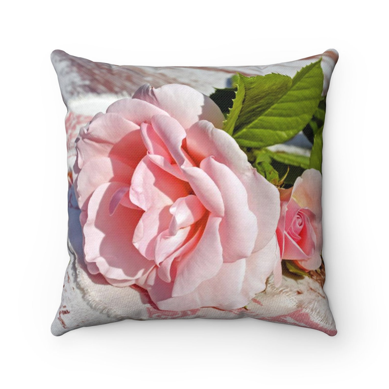 Pink Rose Pillow Pink Flower Pillow Rose Throw Pillow Flower Decor Bed ...