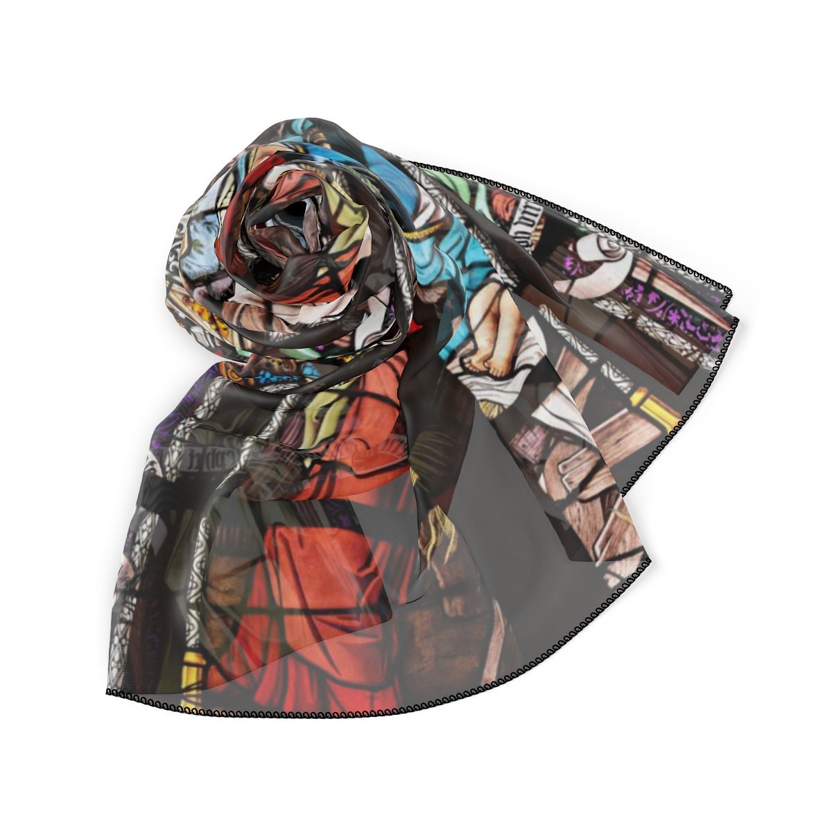 Christian Scarf Stained Glass Print Scarf Christmas Scarf Womens ...