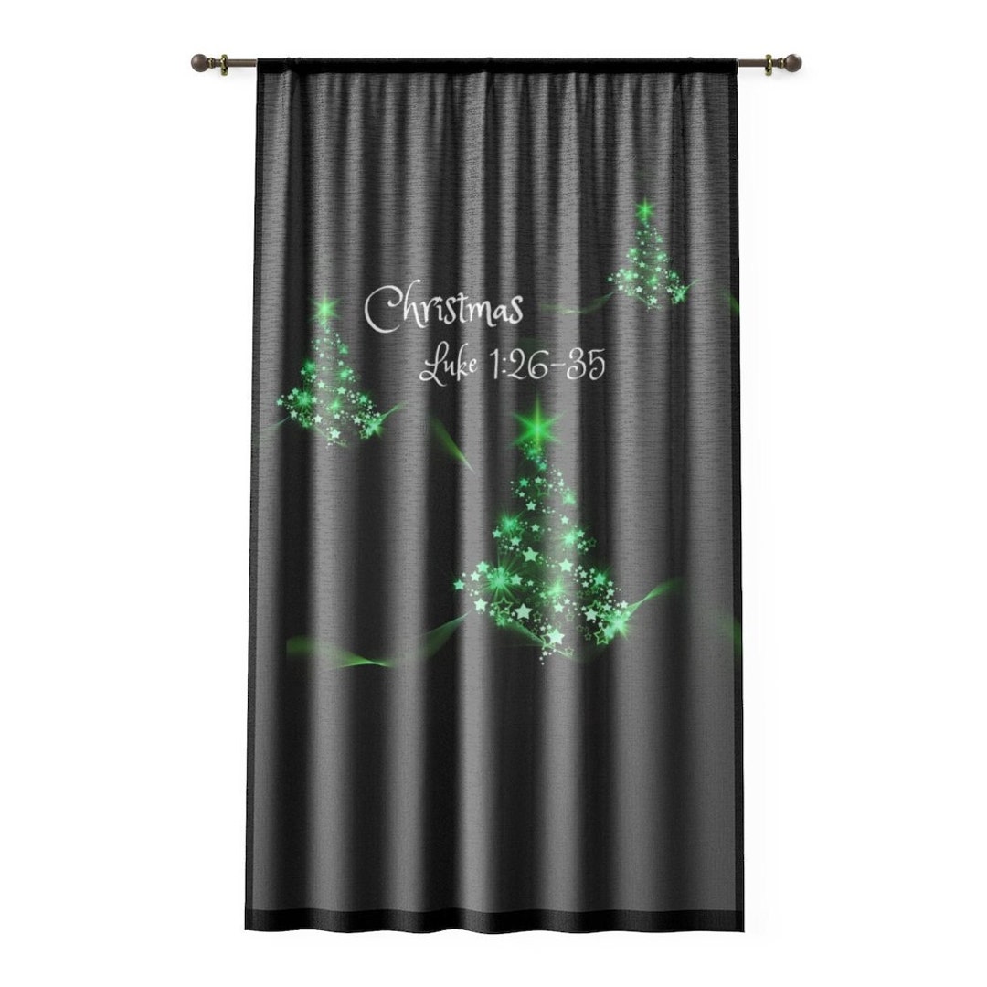 Christian Window Curtain Sheer Christmas Tree Jesus Curtain Christmas ...