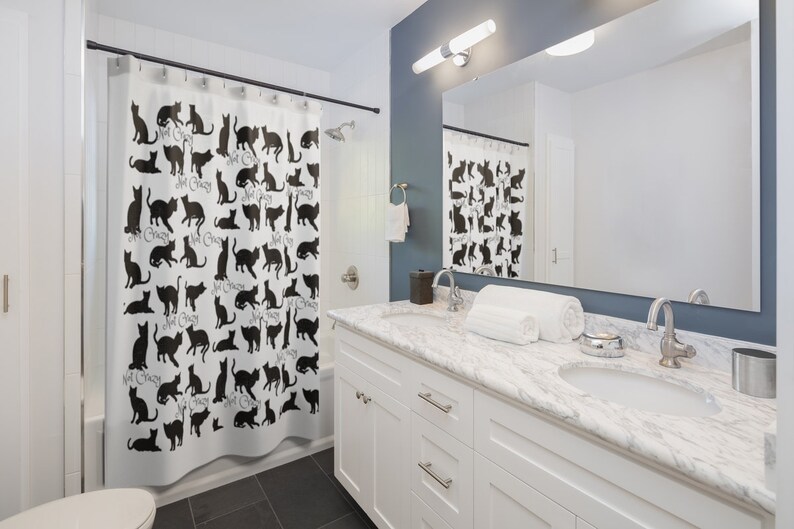 Not Crazy Cat Shower Curtain Cat Bath Decor Black Cat Bath Set Crazy ...