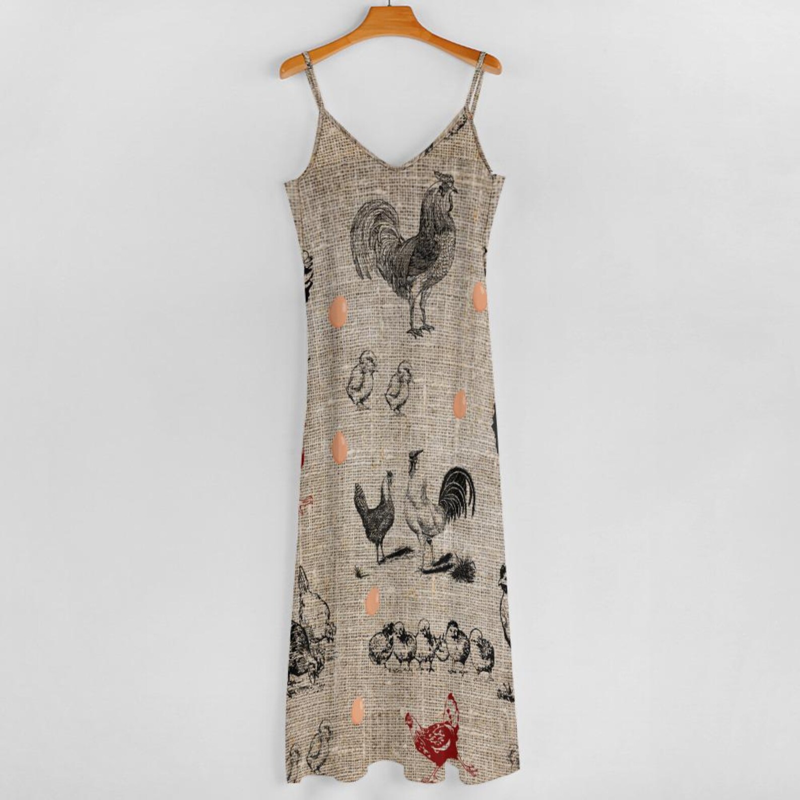 Chicken Dress Sling Ankle Long Dress Country Farm Dress Summer Gift for ...