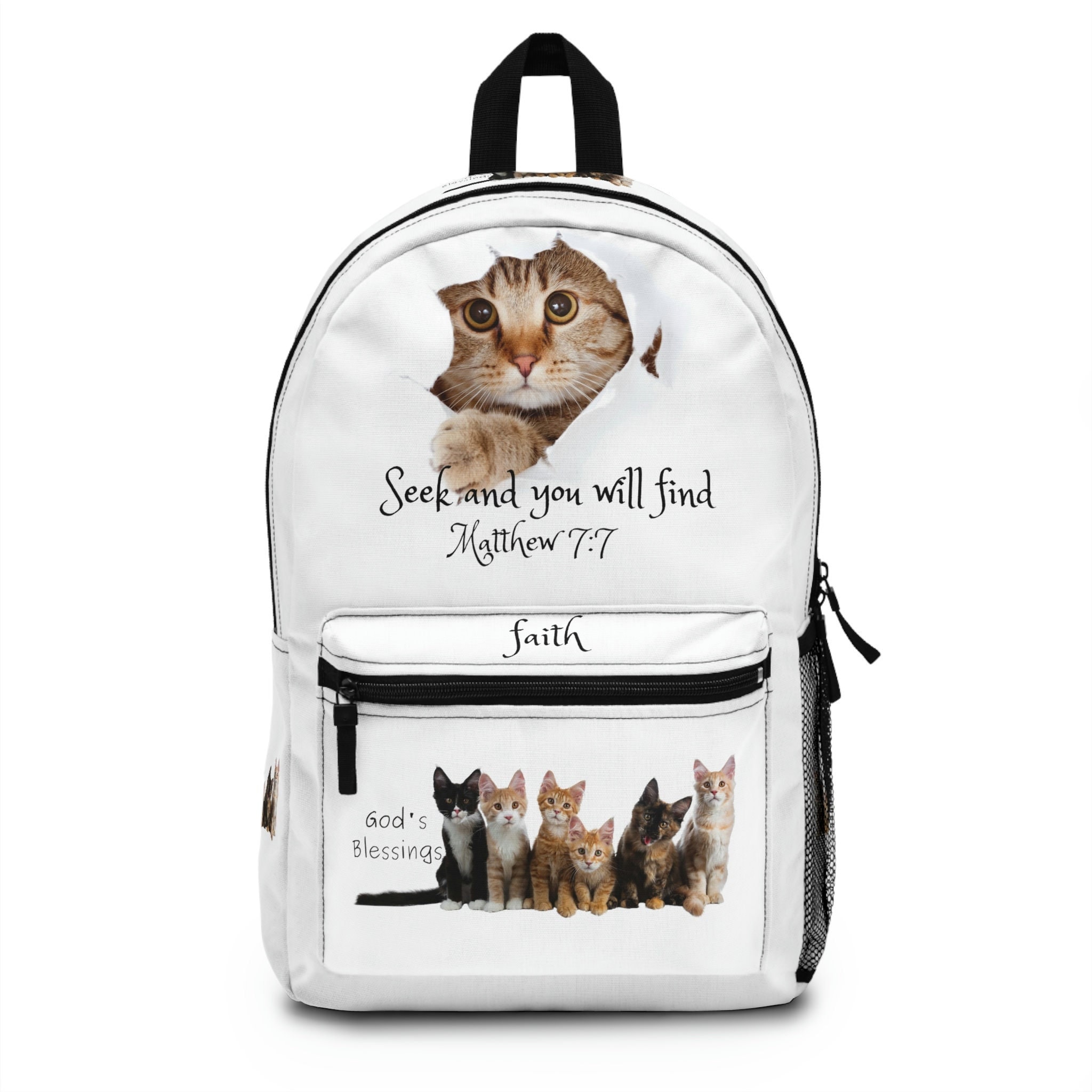 Cat Backpack Bible Verse Motivational Christian Backpack Travel Bag ...