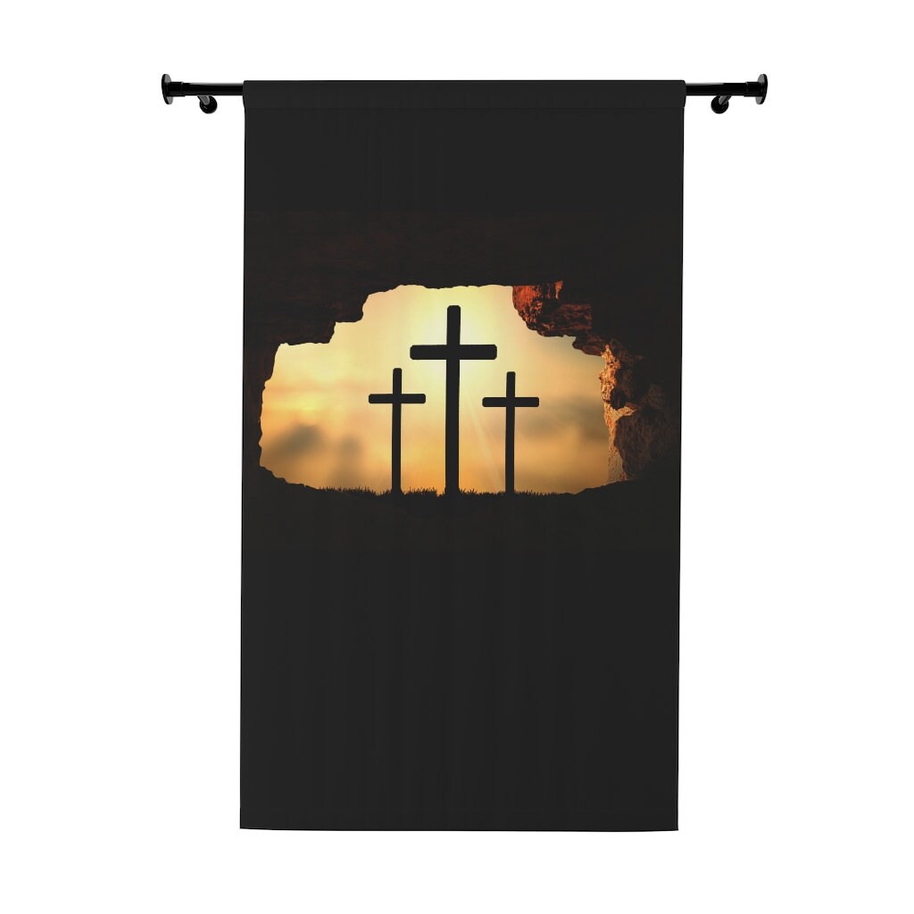 Christian Window Curtain Sheer Cross Curtain Faith Religious Window ...
